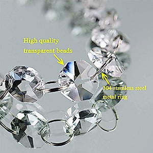 32.8Ft Crystal Beads Chain, Clear Crystal Garland Chandelier Octagon Beads Glass Crystal Chandelier Beads Lamp Chain, K9 Crystal, Not Acrylic, Not Plastic