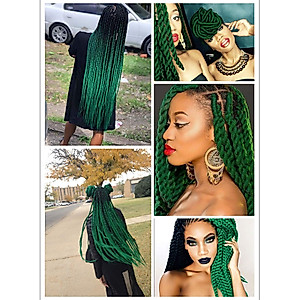 SuCoo Braiding Hair Extensions High Temperature Synthetic Fiber Jumbo Braiding Hair Extensions Crochet Twist Braids with Small Free Gifts 24inch 3pcs/lot(Dark Green)