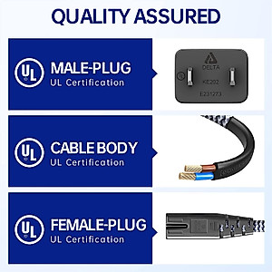 Power Cord,RIKSOIN Short 2 Prong Power Cable 1.64ft/0.5m AC Power Cable 7A 125V 18AWG Electric Adapter Cables 2 Pin Replacement Cable for PS5,PS4,PS3,Game Console,Printer,Monitor, Speaker,HDTV