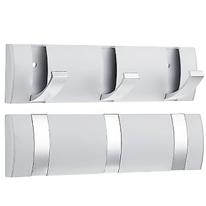Wesiti 2 Pack Wall Mounted Coat Rack, Floating Door Wall Coat Rack with Retractable Hooks Aluminum Space Saving Hangers Hook Rail for Entryway Bathroom Hat Towel