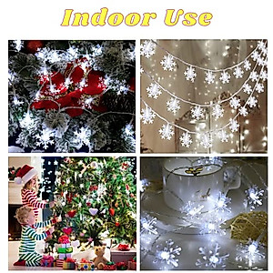 YUDI 60 LED Christmas Lights Decorations - 29.7 Ft Snowflakes Christmas Tree Light Decor Indoor Room,LED Fairy Lights Waterproof for Outdoor Garden Patio Bedroom,Battery Operated