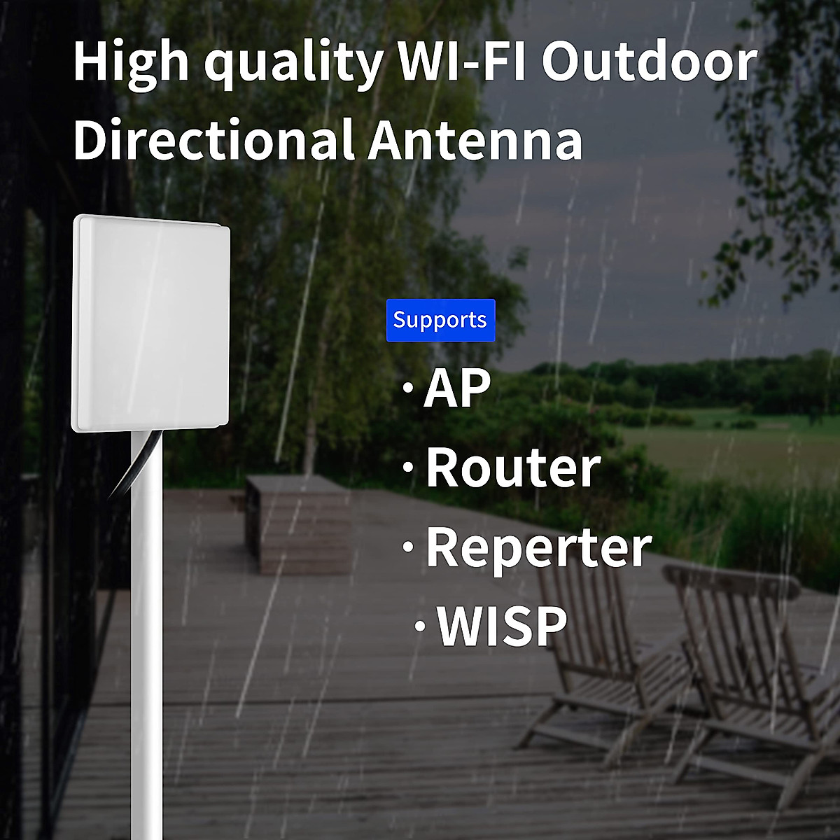 Outdoor 15dBi Dual Band WiFi 2.4GHz 5GHz 5.8GHz Long-Range Directional Panel Antenna with 10Ft Cable for WiFi Router Wireless Network Card Security IP Camera Video Surveillance Monitor, Eifagur