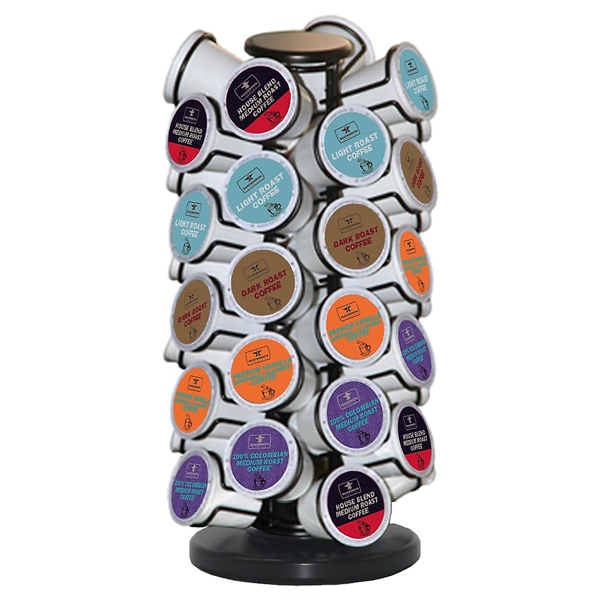 K cup Holders,K Cup Carousel With Heavy Duty Revolving Base,Coffee Pod Holder Carousel, Comes All in 1 Piece, Zero Assembly Required, Holds 40 K cups, Matte black. K cups NOT Included