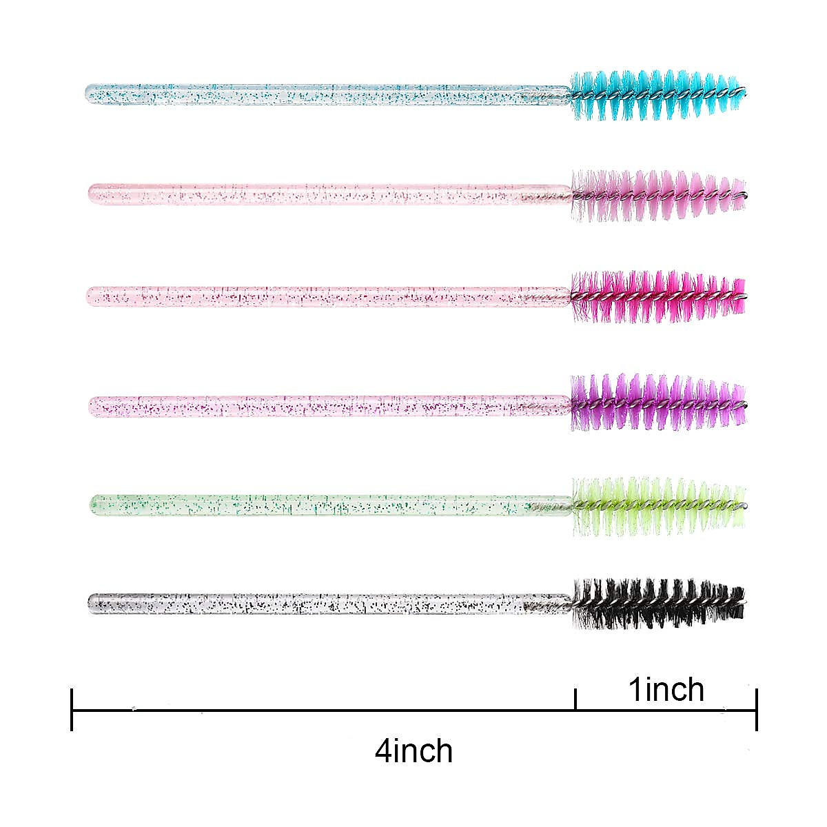 Elisel 300 PCS Disposable Mascara Brushes Crystal Eyelash Brushes Mascara Wands Applicator Eyelash Extensions Makeup Tools Eyebrow Brush (Crystal multicolor)