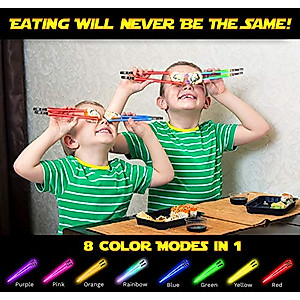 LIGHTSABER CHOPSTICKS LIGHT UP STAR WARS LED Glowing Light Saber Chop Sticks REUSABLE Sushi Lightup Sabers - 8 COLOR MODES 1 Pair