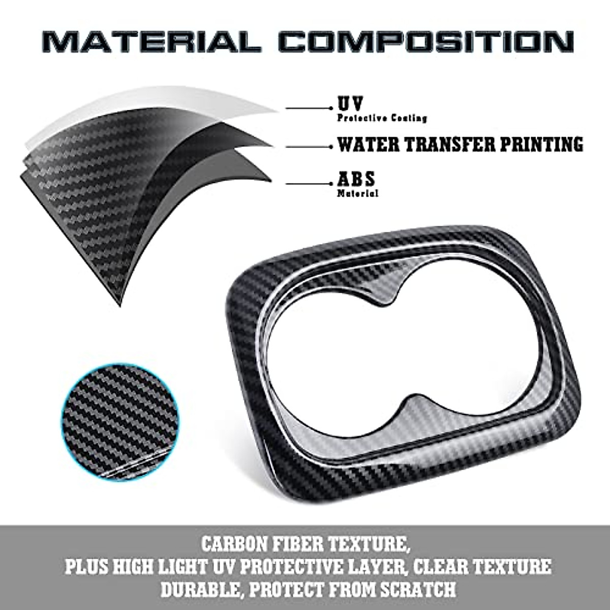 Xotic Tech Inner Rear Seat Water Cup Holder Panel Frame Cover Trim, Carbon Fiber Pattern, Compatible with Honda Civic 10th 11th Gen 2016-2022