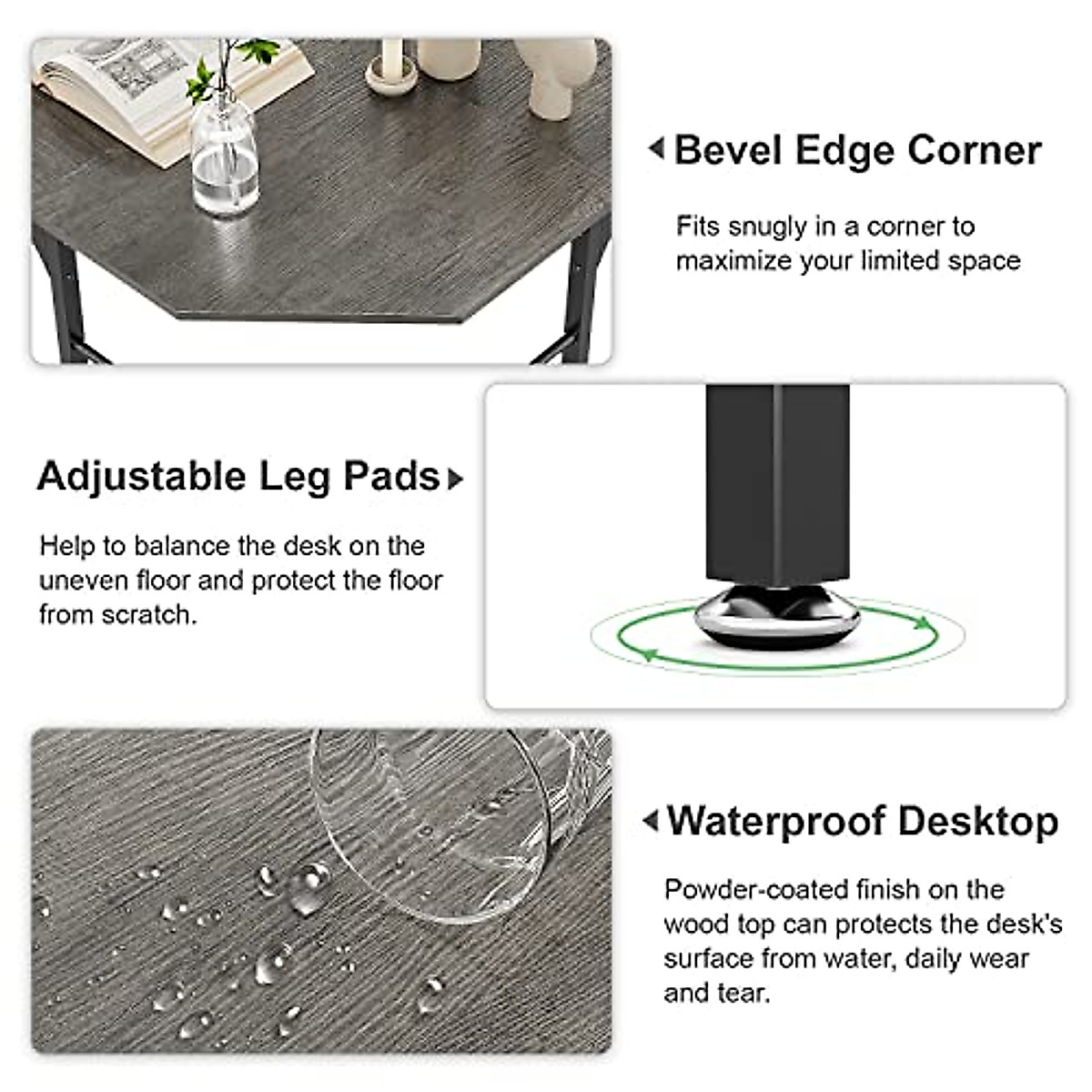 Elephance L Shaped Desk Corner Computer Desk Gaming Table Workstation for Home Office Study