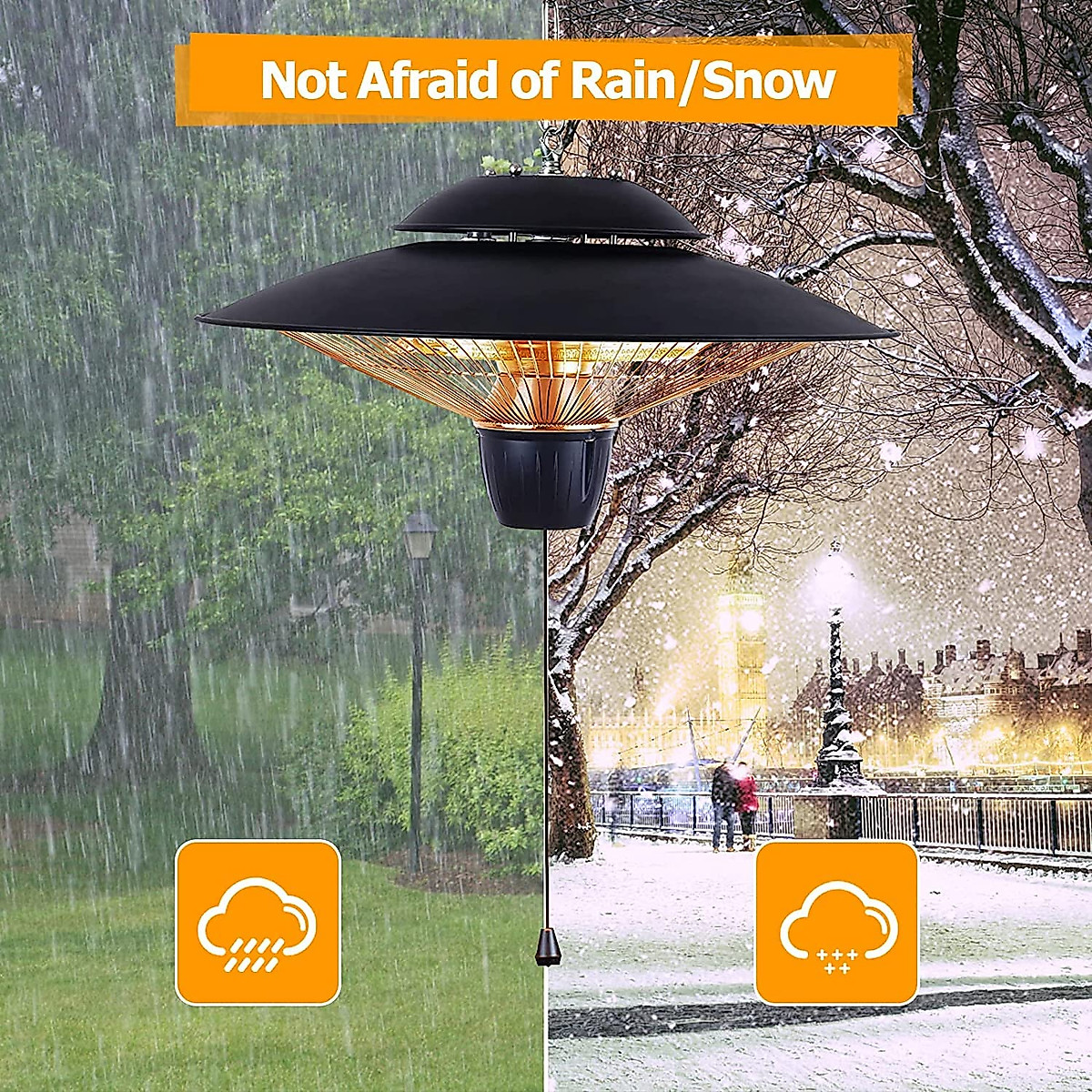 Hanging Patio Heater, 600W-1500W Waterproof Outdoor/Indoor Electric infrared Hanging Heater, Infrared Patio Heater, for Balcony Patio Courtyard Garage