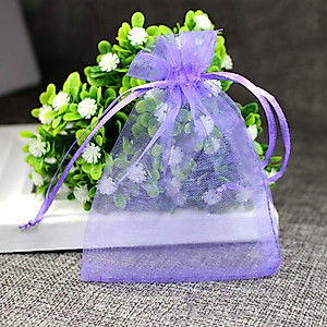 Wudygirl 100pcs 3.9 by 4.7 inches Organza Bags Drawstring Wedding Party Favor Jewelry Perfume Storage Sachets Soaps Marbles Coins Buttons Gift Bag(Lilac 3x4)