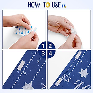 Hanukkah Door Decoration Banner with String Light, 72''x12'' Hanukkah Front Door Porch Sign Welcome and Happy Hanukkah Chanukah Home Decorations Party Supplies (NO BATTERY)