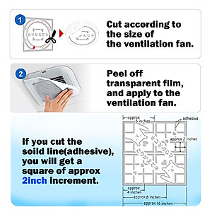 Easy Apply Dust Filter for Ventilation Fan, Polyester, 3pcs