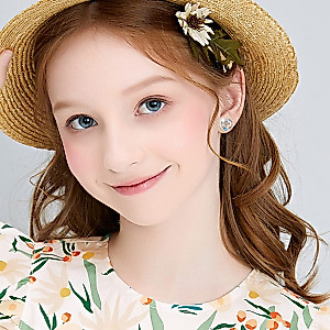 AOBOCO Sterling Silver Horse Stud Earrings, Horse Jewelry Birthday Gifts for Women Daughter Granddaughter (03-Simulated Aquamarine-Mar.)