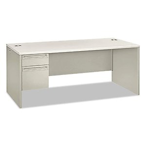 HON 38000 Series Left Pedestal Desk, 72" X 36" X 30", Light Gray/Silver