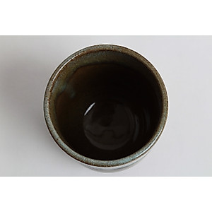 Mino ware Japanese Pottery Yunomi Chawan Tea Cup Sky Blue Glaze on Moss Green made in Japan (Japan Import) KSY002