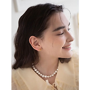 PERNNLA PEARL 18K Gold Love Knot Stud Earrings for Women Minimalist Cute Small Stud Earrings Dainty Twist Woven Post Earrings for Women Jewelry