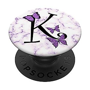 Purple Butterfly Monogram Letter K Initial Butterflies PopSockets PopGrip: Swappable Grip for Phones & Tablets