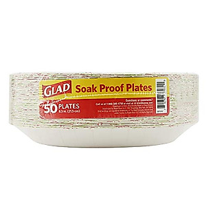 Glad Disposable Paper Plates for All Occasions | 8.5 Diameter, 50 Count Bulk Paper Plates, Pink Flower Print & Disposable Plastic Cutlery, Assorted Set