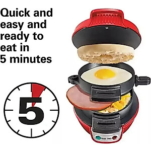 Generic Raf Burger Maker,600w Raf Breakfast Sandwich Maker with Egg Cooker Ring, Burger Maker Machine Electric,BurgerBeasts Multicook Press, Raf Waffle Maker (Red), standard