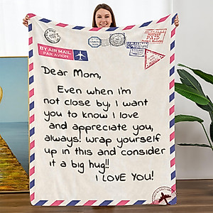TURMTF Best Gifts for Mom Birthday Christmas, Wrap Mom in Cozy Love, I Love You Blanket to Mom Gifts from Daughter Son, Blanket for Mom 50 "x60
