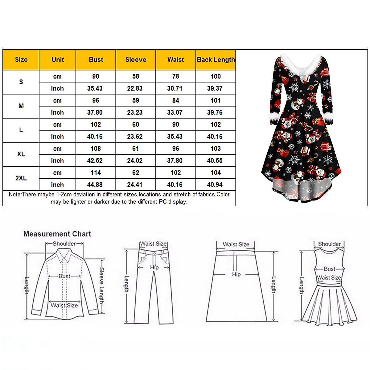 Red Dresses for Women Sexy Santa Christmas Printed Midi Dresses Furry V-Neck A-Line Swing Party Dress Cosplay Costume