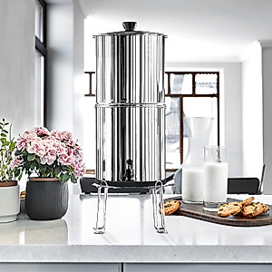 High Capacity Gravity-Fed Water Filter System with 3 Purification Filters for Home Camping Travel Outdoor Activities Emergencies,2.9 Gallon Countertop Water Filter System (B)