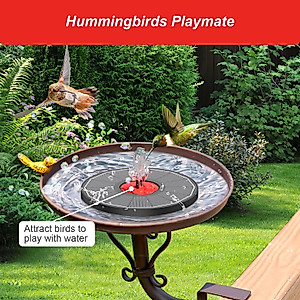 GAIZERL Solar Fountain with Red Flower - Attract Birds - 2024 Upgrade 3.5W Solar Bird Bath Fountains, Solar Powered Water Feature Fountain Pump with 7 Nozzles for Hummingbirds, Garden, Pool, and Pond