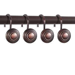 CHICTIE Bronze Shower Curtain Hooks - Oil Rubbed,Set of 12 Circle Decorative Shower Curtain Rings,Metal Rustproof Shower Curtain Hooks for Bathroom(Oil-Rubbed Bronze)