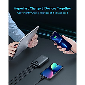 VEGER 20000mAh Mini Quick Charge Power Bank 20W PD 18W QC 3.0 USB C Battery Pack with LED Display 3 Outputs 2 Inputs Compatible with iPhone 13/12/11, Samsung,Tablet and More (Black) (20000mAh)