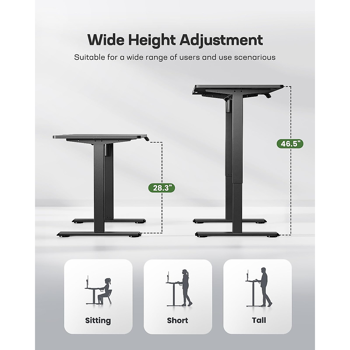 Marsail Electric Standing Desk Adjustable Height, 48 * 24 Inch Sit Stand up Desk for Home Office Furniture Computer Desk with 3 Memory Presets, Headphone Hook