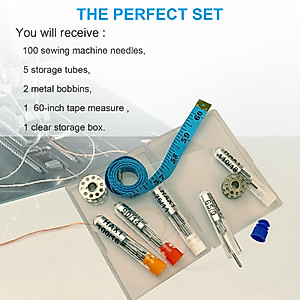 Sewing Machine Needles, 100 PCS Universal Sewing Machine Needle Set for Singer, Brother, Janome, Varmax, and Other Brands of Home Sewing Machines, Sizes 65/9, 75/11, 90/14, 100/16, 110/18