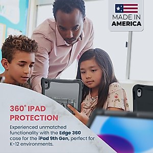 Brenthaven Edge 360 Case Fits iPad 9th | 8th | 7th Generation (10.2-inch) Protective Cover with Screen Protector and Adjustable Stand - Durable Slim Lightweight & Drop Tested Clear Back Shell - Gray