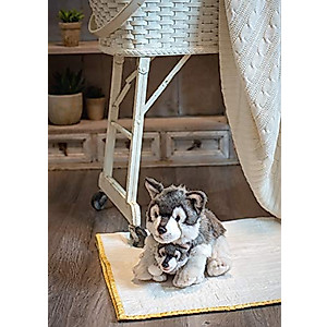 Nat and Jules Mommy Wolf and Pup Wintry Gray Children's Plush Stuffed Animal Toy Set of 2