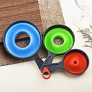 Funnels for Filling Bottles, Wide Mouth Canning Funnel for Kitchen Use Mason Jars, Small Funnel for Transfer Liquid, Oil and Powder, Food Grade Silicone Collapsible Funnel Set (3 Pack)