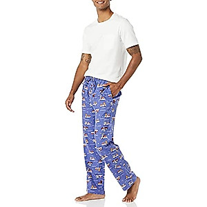 Amazon Essentials Men's Flannel Pajama Pant - Discontinued Colors, Deep Blue Boat Party, Large