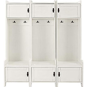 Crosley Furniture Fremont Tower Entryway Hall Tree with Storage (Set of 3), Distressed White