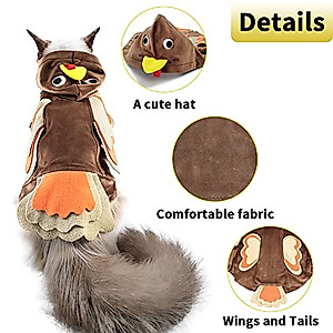 Hotumn Turkey Dog Costume Thanksgiving Dogs Clothes Softable Puppy Hoodie Halloween Party Dog Costume Easy-to-Wear for Small Medium Dogs and Cats (Small)