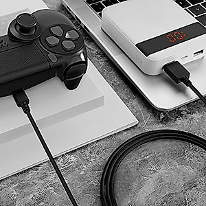 GEEKRIA Micro USB Extension Charging Cable Compatible with Playstation 4, DualShock 4, PS4 Slim/Pro, Xbox One S/X, Elite USB-A to Micro USB Splitters Charger Cord (2 Pack, 5.6FT, Black)