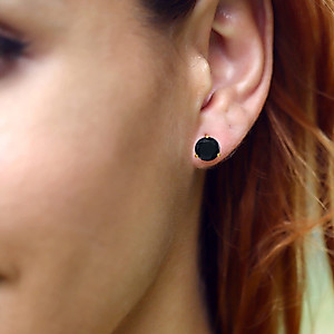 Gem Stone King 14K Yellow Gold Gemstone Birthstone Earrings | Martini Screw Back Stud Earrings | Round 8MM | Gold Earrings For Women