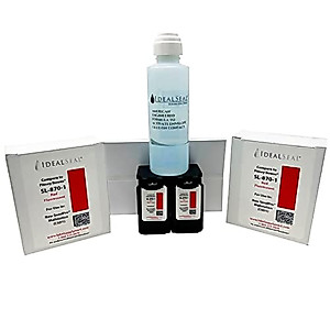 IDEALSEAL Replacement Postage Ink for SL-870-1 Red Ink Cartridge SendPro Mailstation (CSD1) (2 Pack) +(100 Compatible PB 612-9 Labels) + (Compatible PB #601-7 4 oz.Dabber Bottle of Sealing Solution)