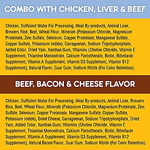 Pedigree Ground Dinner Wet Dog Food Variety Pack, Chicken, Beef and Liver, Beef, Bacon and Cheese, 13.2 Ounce (Pack of 12)