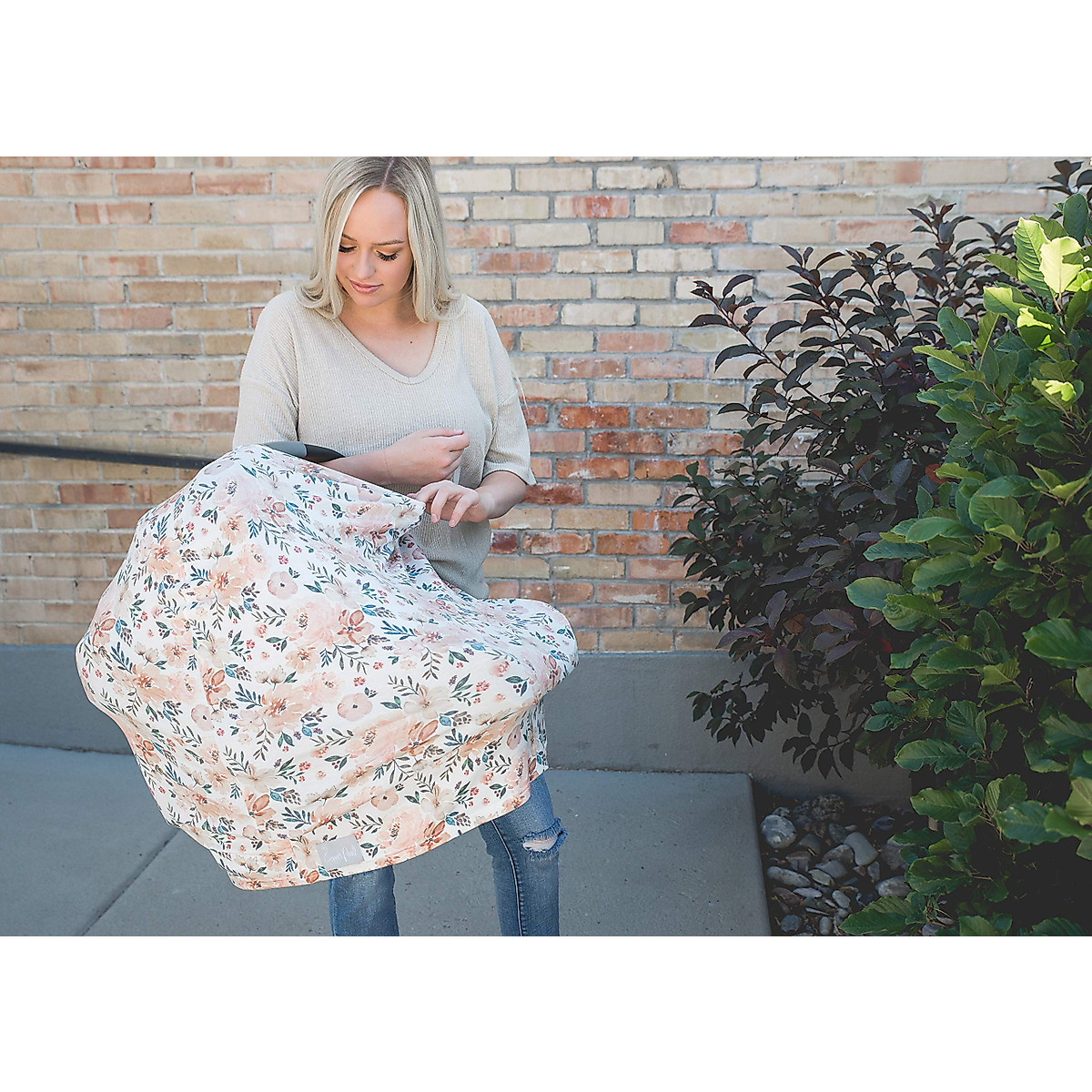 Copper Pearl Multi-Use Cover: Car Seat Covers, Nursing Cover, and Stroller Cover for Sun - Stretchy Fabric, All-Season Use, Stylish Designs, Easy Access for Moms - Sunnie