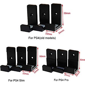 New Game Storage Set Bracket Wall Mount Console Stand Controller Holder Host Rack(1 set-For PS4 Slim,black)