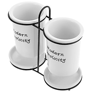 Angoily White Storage Box Ceramic Spoon Caddy Utensil Holder Japanese Countertop kitchen Utensils Organizer Chopstick Canister Cutlery Holder For Forks Knives Spoons Easy Chopsticks