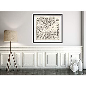 1733 Map|Facsimile: British Empire in America by Popple|Historic Antique Vintage Reprint|Size: 24x24|Ready to Frame