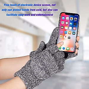 Bodvera Thermal Insulation Fingerless Texting Wool Gloves for Women and Men Winter Warm Knitted Convertible Mittens Flap