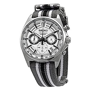 SEIKO Sport Watch SSB401P1, White, Nylon Strap
