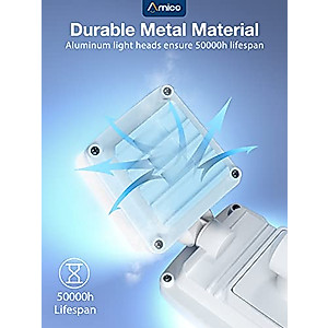 Amico LED Flood Lights Outdoor 3500LM Security Light, 30W Bright Outdoor Flood Light, 5000K Daylight White, IP65 Waterproof 3 Adjustable Heads for Garage, Backyard, Patio, Garden, Porch&Stair(White)