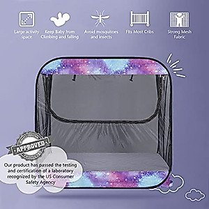 Porayhut Portable Baby Crib Net Safety Mesh Tent,Pop up Infant Mosquito Net, See Through Canopy Netting Cover for Baby&Toddler to Keep Baby from Climbing Out.