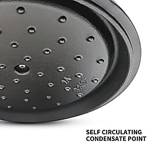 ZQBTC Enamel Cast Iron Covered Dutch Oven Pot with Lid for Bread Baking Use on Gas Electric Oven 4 Quart(Blue, 4-5 People)