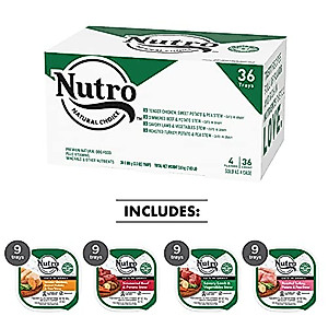 NUTRO Natural Grain Free Adult Dog Wet Food Cuts in Gravy Variety Pack of Beef, Lamb, Chicken, and Turkey Recipes, 3.5 oz. Trays (Pack of 36)